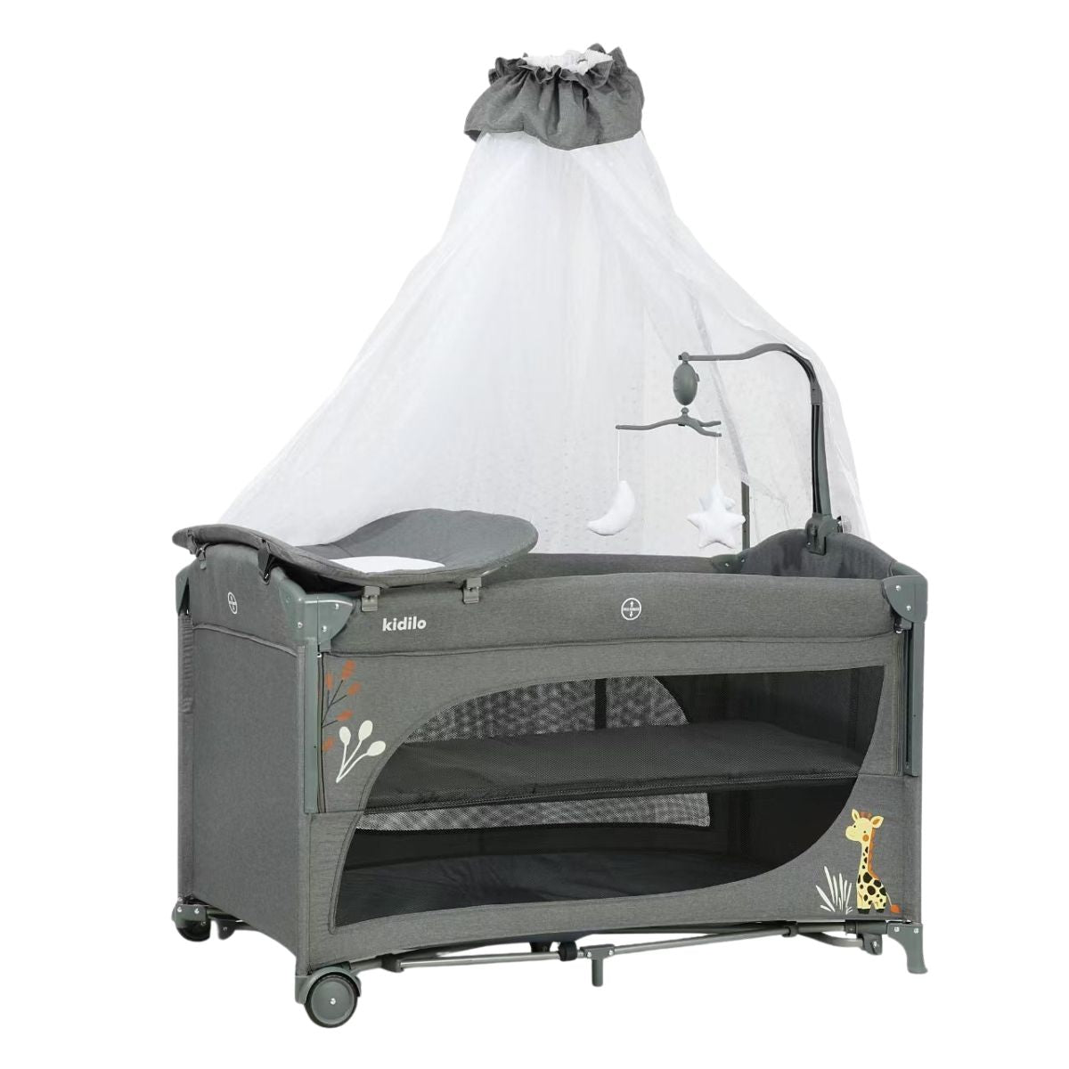 Kidilo Bed Side Travel Cot T-704L- GREY - Nesh Kids Store | Sri Lanka ...